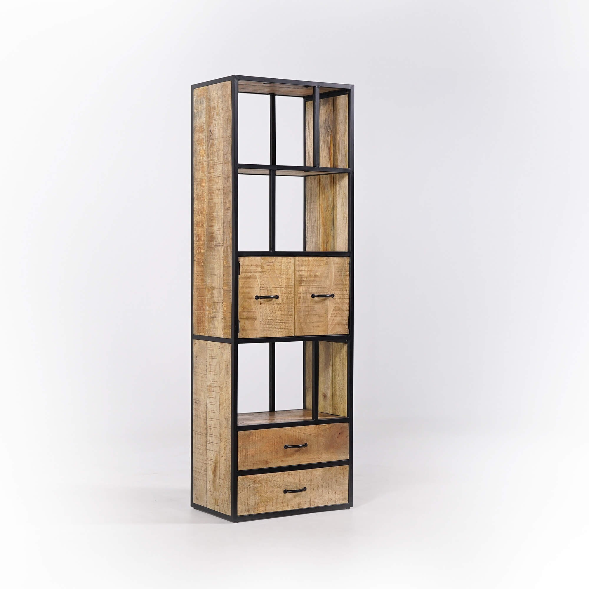 Bibliothèque étagère en métal et bois naturel 80cm - Diane